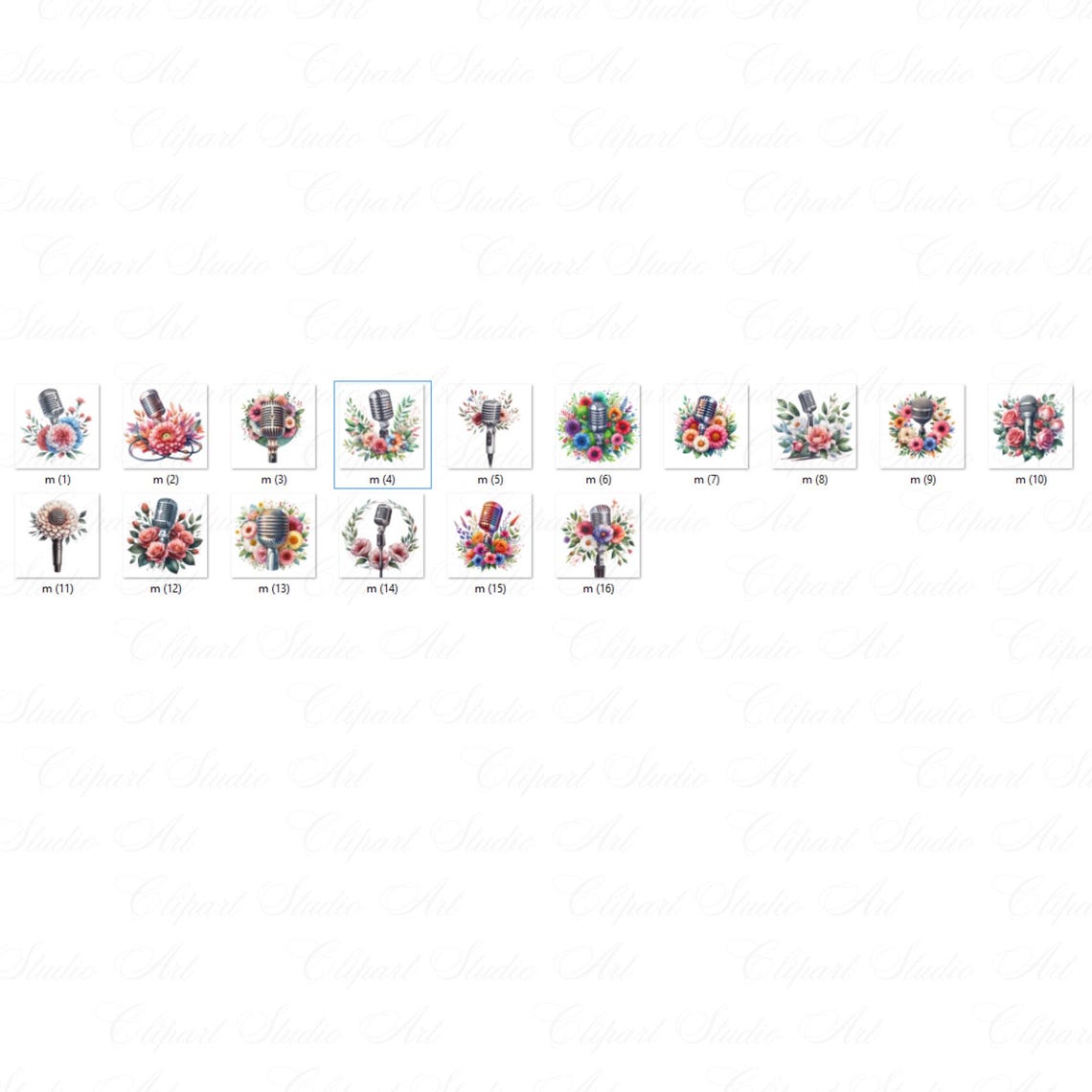 16 Flower Microphone Clipart, Superstar Flower Microphone Clipart ...