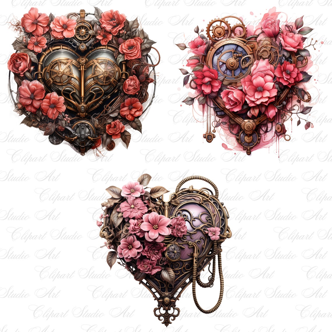 Steampunk Valentine Day Heart Clipart, Steampunk Valentine Day ...