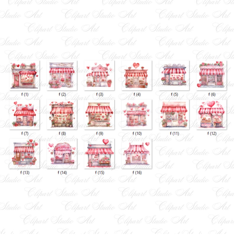Valentine Candy Shop Clipart, Valentine Shop Watercolor Clipart ...