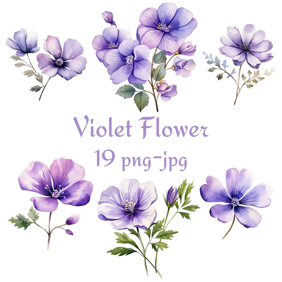 19 Violet Flower Clipart, Wedding Bridal Shower Violet Flower Clipart ...