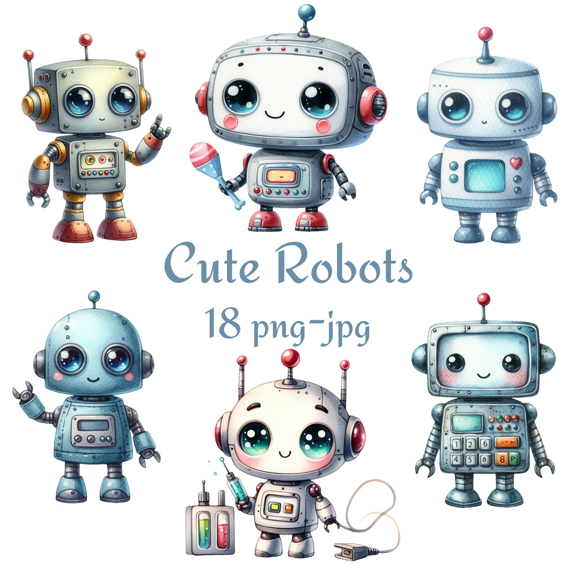 Cute Robots Clipart