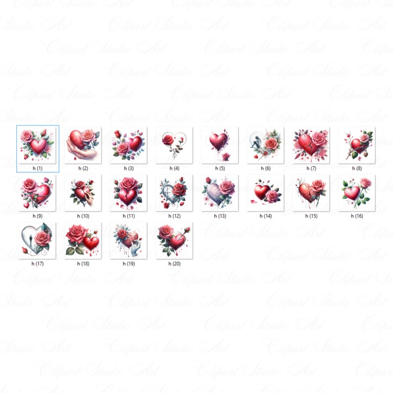 20 Heart and Rose Clipart, Valentine Rose Clipart, Valentine Heart ...