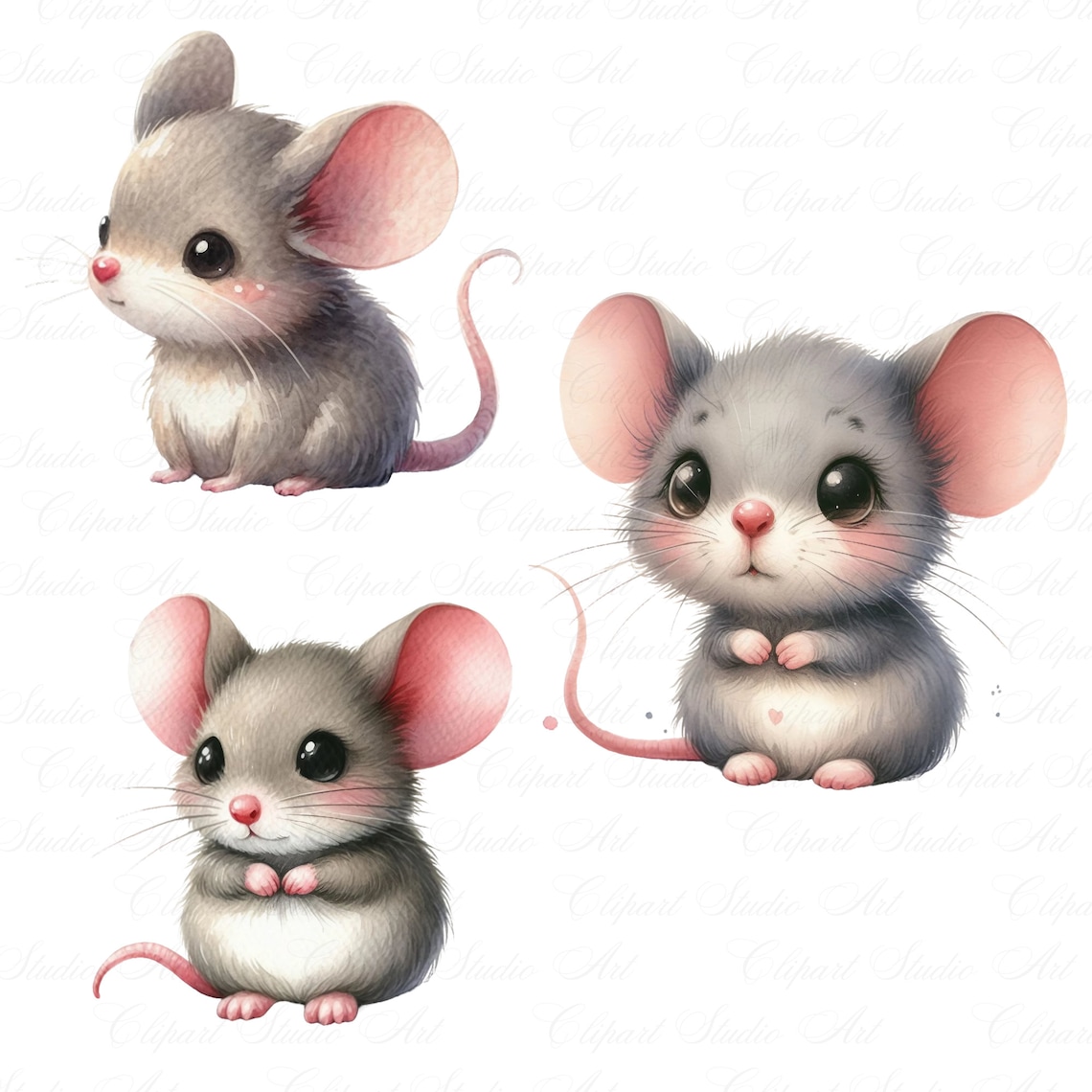 19 Cute Mouse Clipart, Watercolor Cute Mice Clipart, Watercolor Cute ...