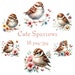 18 Cute Sparrows Clipart, Cute Sparrow With Flowers Clipart, Watercolor Cute Sparrows High ...