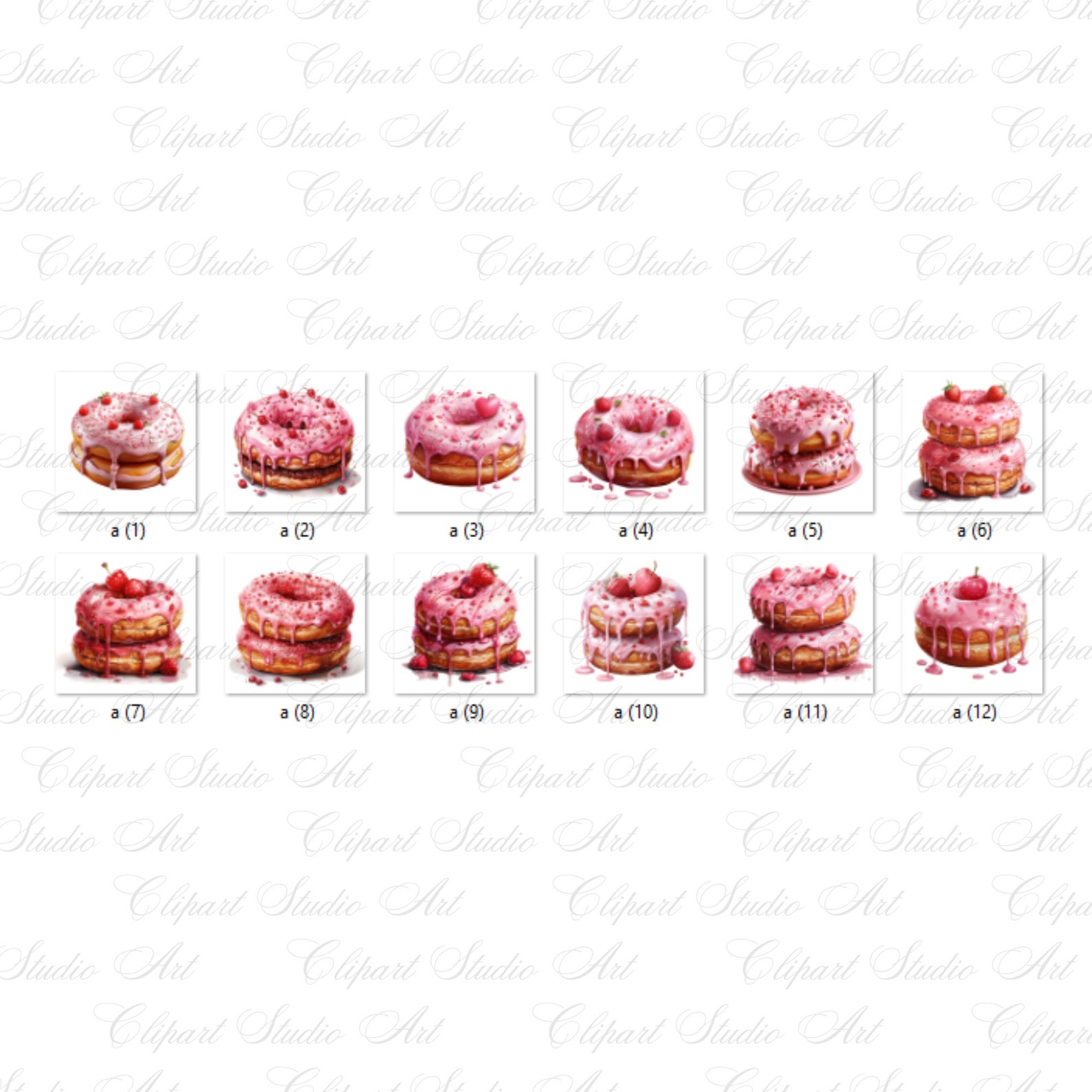 Valentines Day Donut Clipart, Watercolor Valentines Day Donut Clipart ...