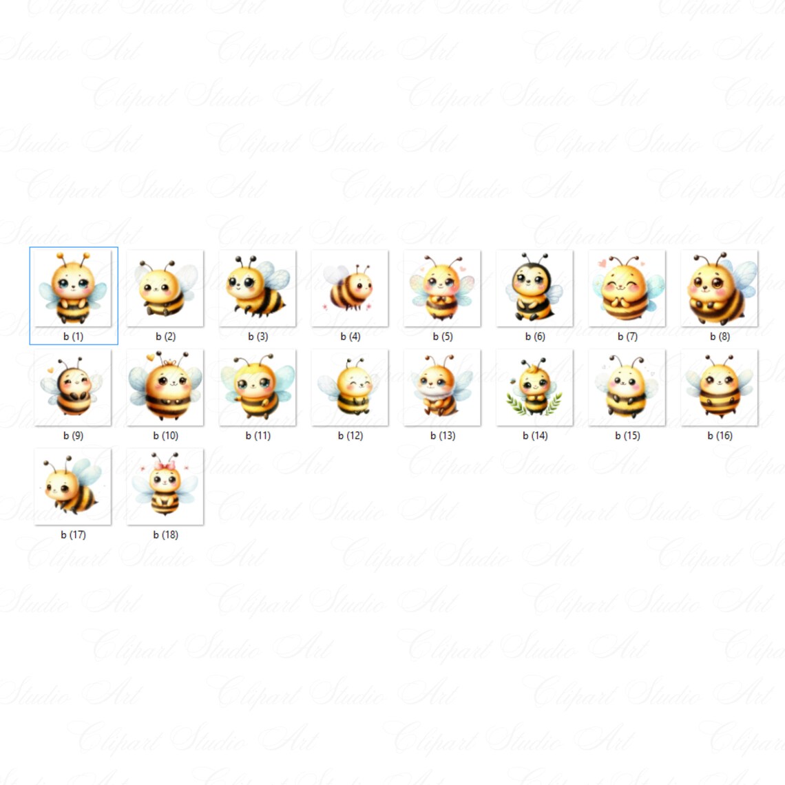 18 Cute Bees Clipart, Sweet Bees Clipart, Watercolor Cute Bees High ...