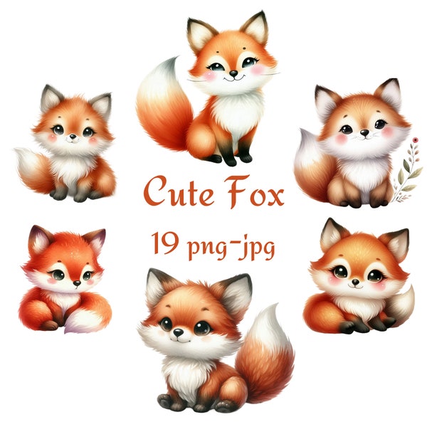 Cute Fox Clipart - Etsy