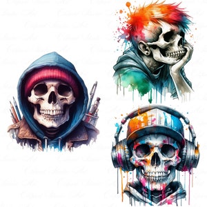 19 Skull Boy Clipart, Skull Boys Street Art Graffiti Clipart ...