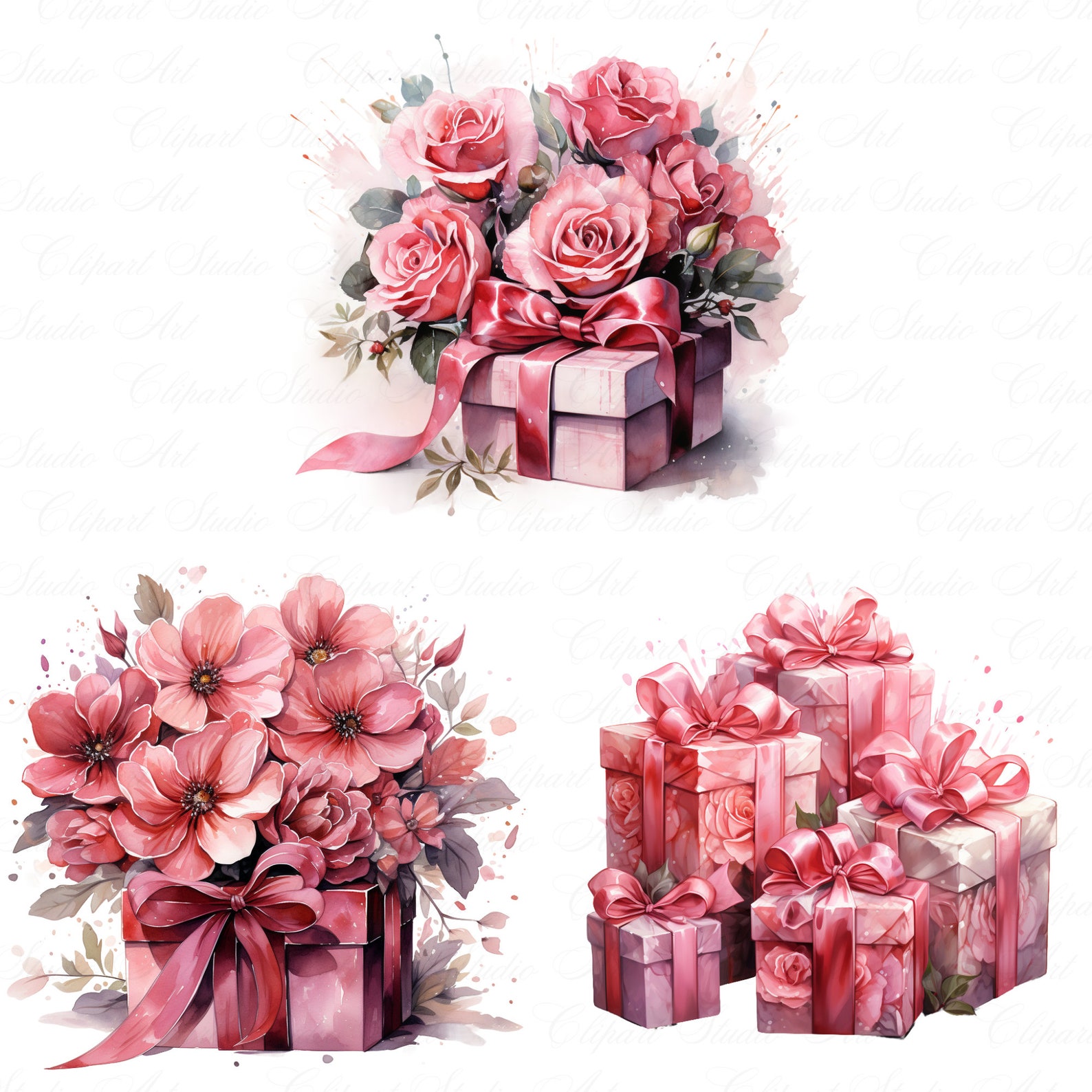 16 Valentine's Day Gift Clipart, Valentine's Day Gift & Flower Clipart ...