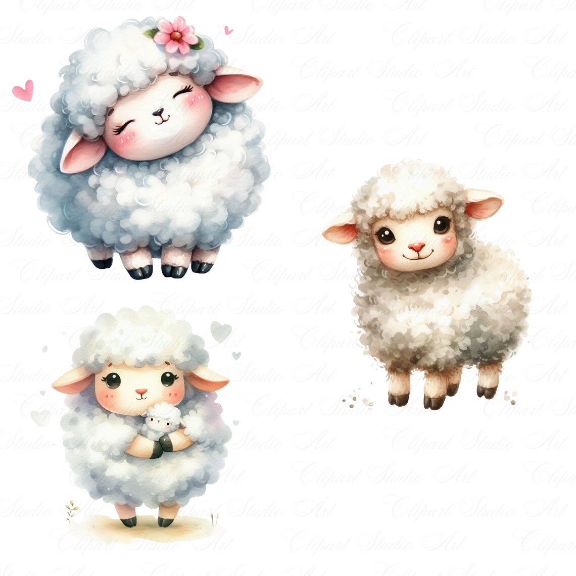 18 Cute Sheep Clipart, High Quality Cute Sheep Clipart, Watercolor Cute ...