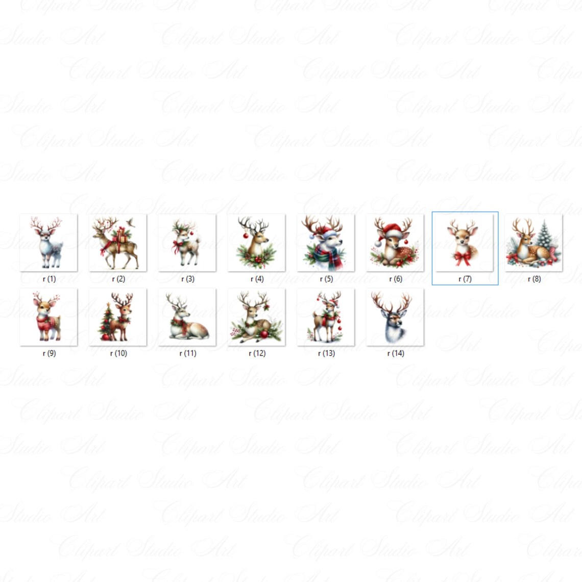 14 Christmas Reindeer Clipart, Forest Animals Clipart, Watercolor ...