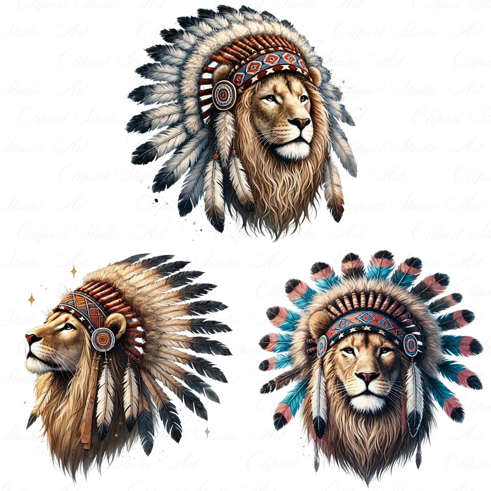 15 Chief Lion Clipart, Native American Lions Clipart, High Quality ...