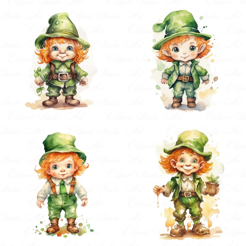 15 Cute Leprechaun Watercolour Clipart, St.patricks Day Leprechaun ...