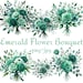 Emerald Flower Bouquet Clipart, Watercolor Emerald Flower Bouquet ...
