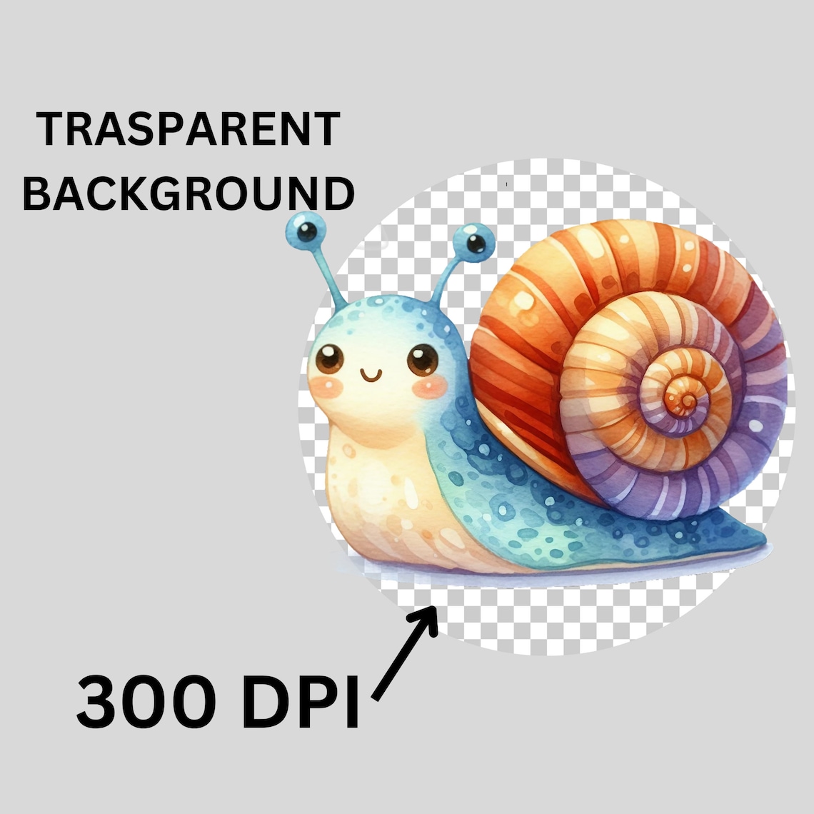 12 Cute Snails Clipart, Watercolor Cute Little Spring Insects Clipart ...