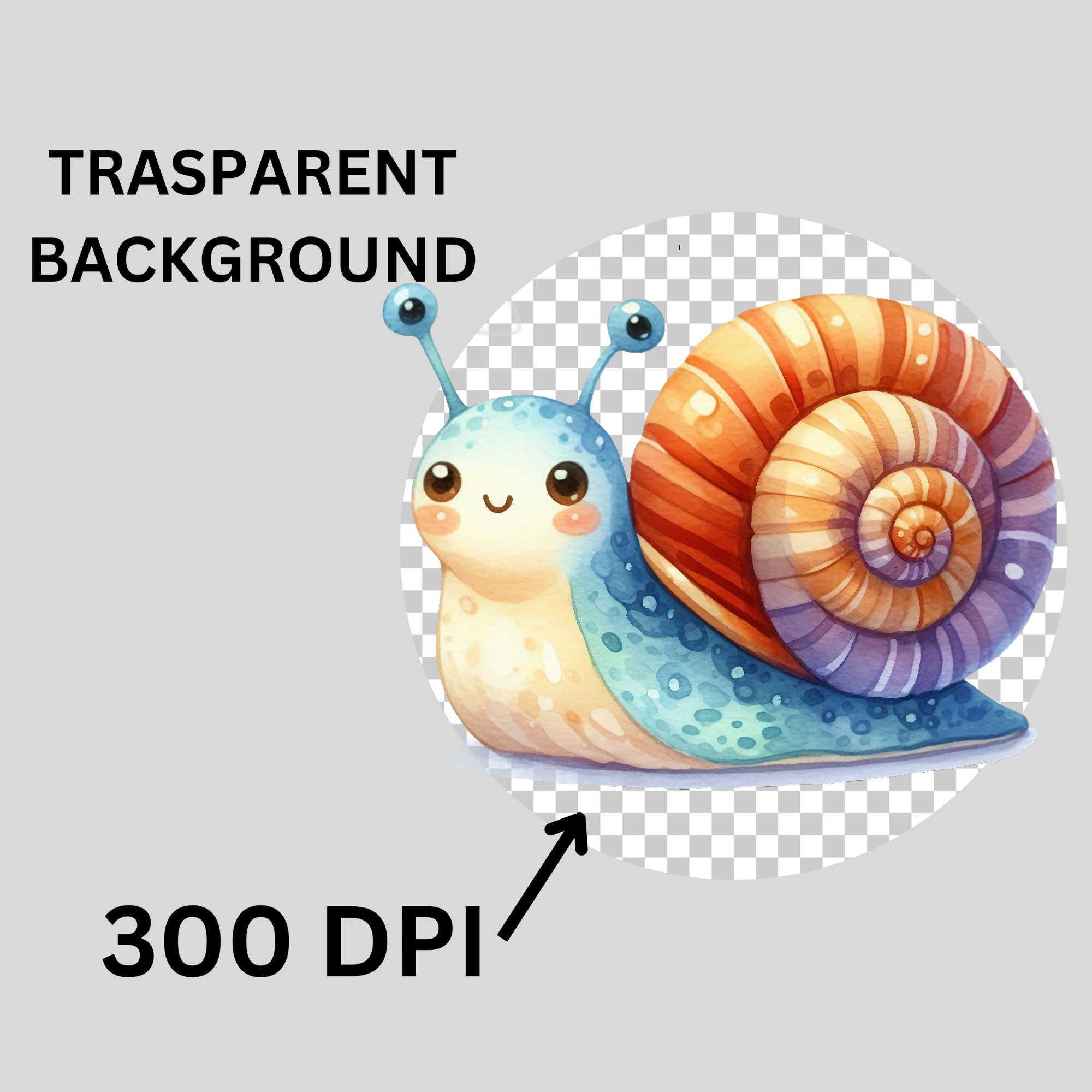 12 Cute Snails Clipart, Watercolor Cute Little Spring Insects Clipart ...