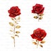 25 Red Rose With Gold Glitter Clipart, Wedding Bridal Shower Red Rose ...