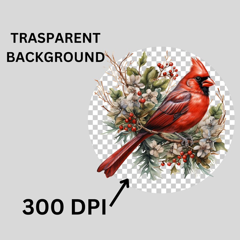 13 Red Cardinal Wreath Clipart, Red Cardinal Christmas Clipart ...