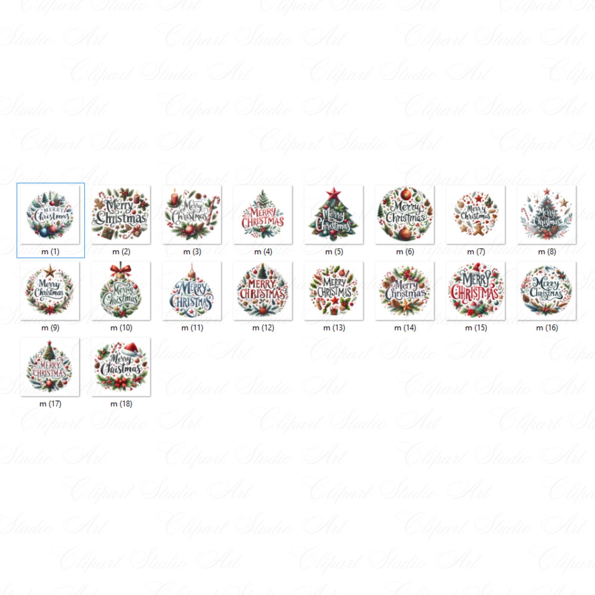 18 Merry Christmas Clipart, Merry Christmas Text Clipart, Watercolor ...