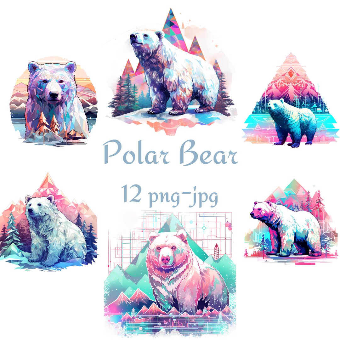 12 Polar Bear Clipart, High Quality Watercolor Polar Bear Clipart ...