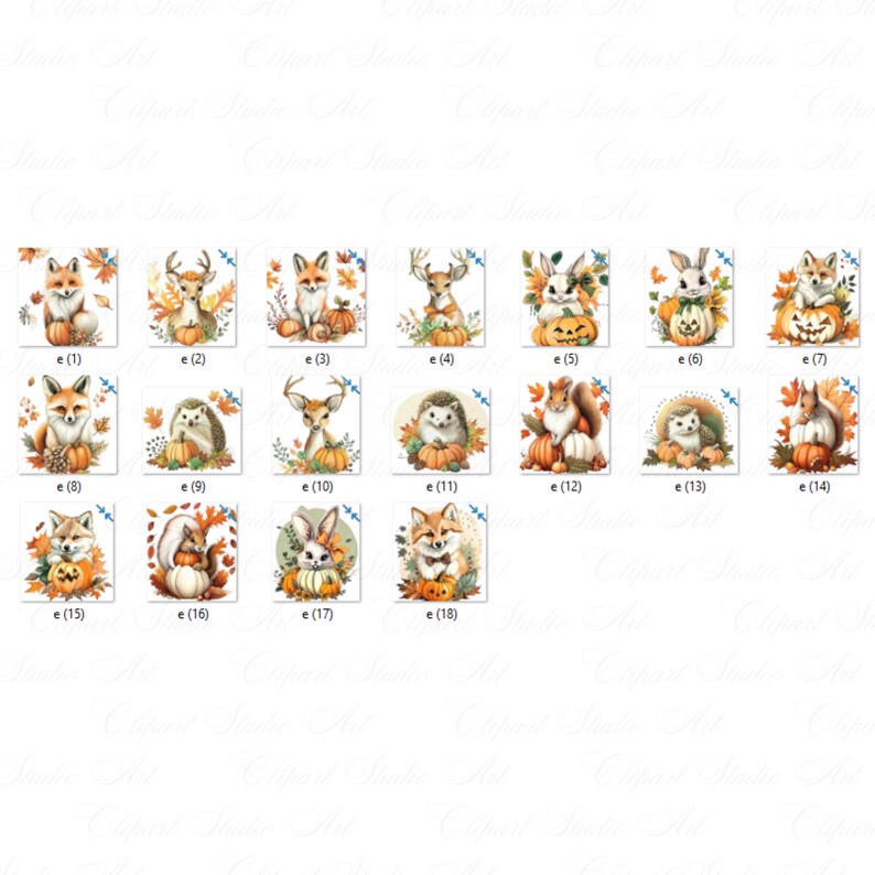 18 Jungle Animals Pumpkin Clipart, Forest Animals Pumpkins ...