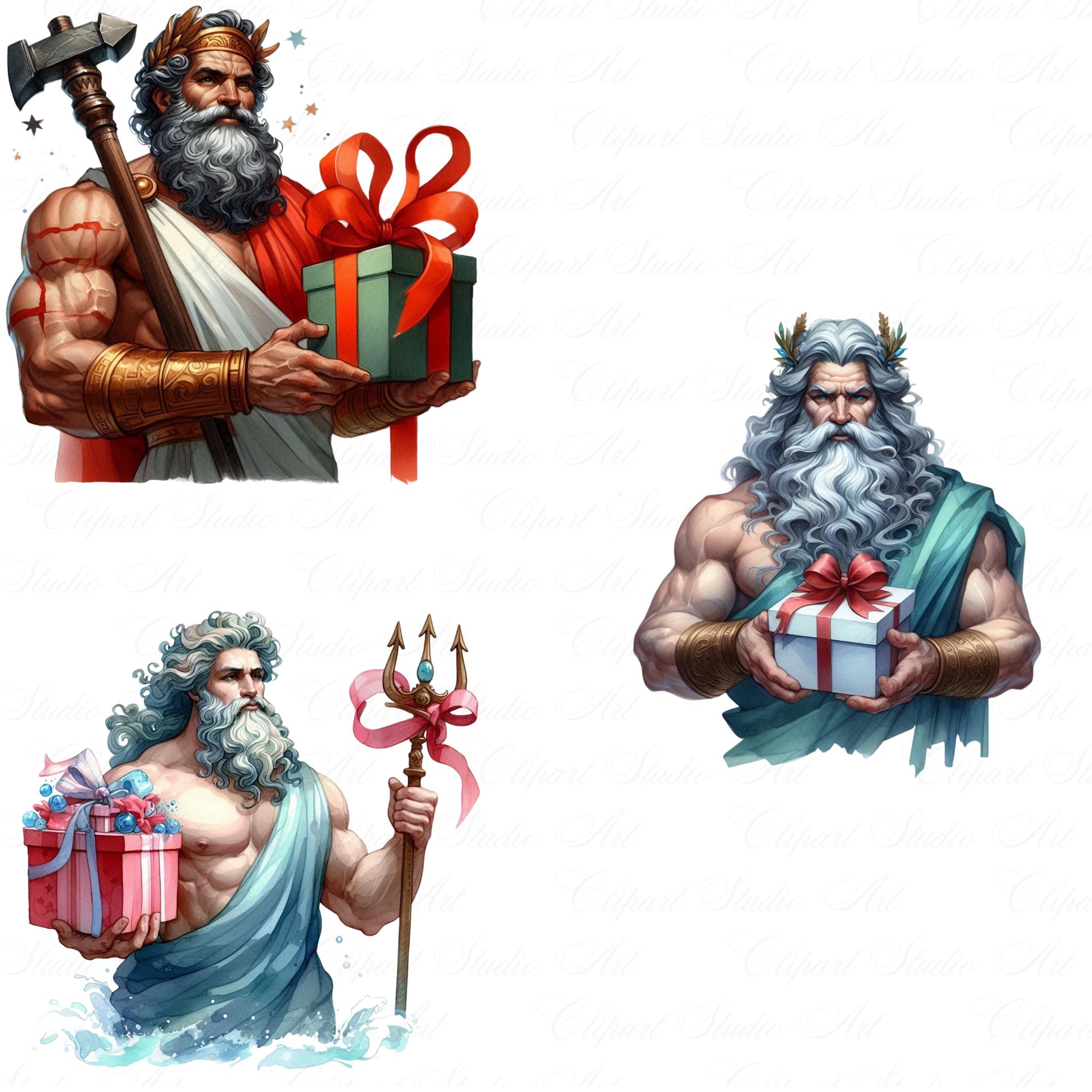 15 Christmas Greek Gods Clipart, Greek Gods Gift Clipart, Zeus, Ares ...