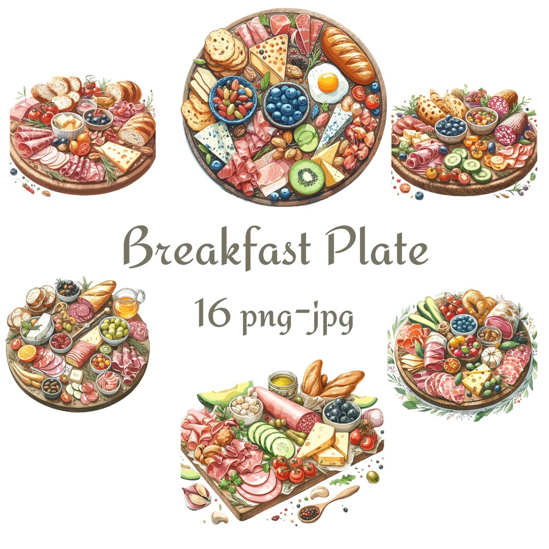 16 Breakfast Plate Clipart, Breakfast Plate Menu Design Clipart ...