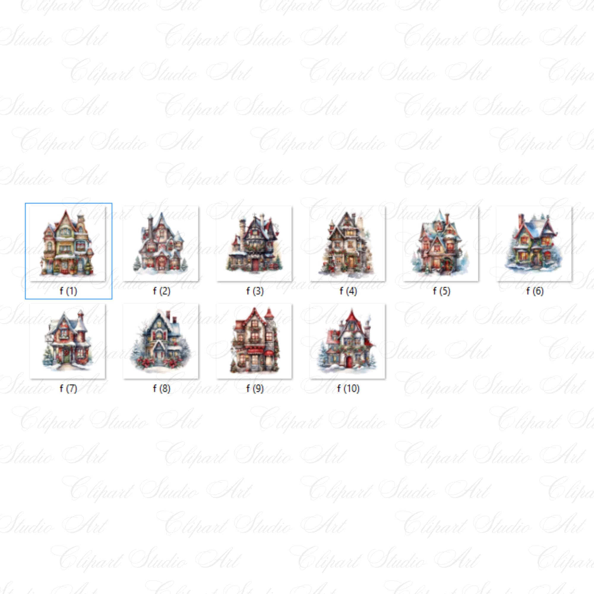 10 Christmas Watercolor House Clipart, Christmas Snowy House Clipart ...