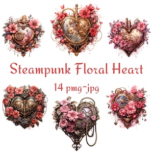 14 Steampunk Valentine Day Heart Clipart, Steampunk Valentine Day ...
