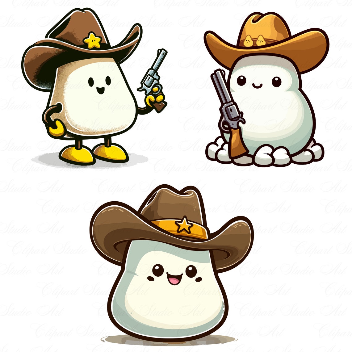 16 Marshmellow Cowboy Clipart, Clipart Illustration, Marshmellow in ...