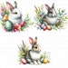 12 Easter Bunny Clipart, Flower Bunnies Clipart, Easter Egg and Easter ...
