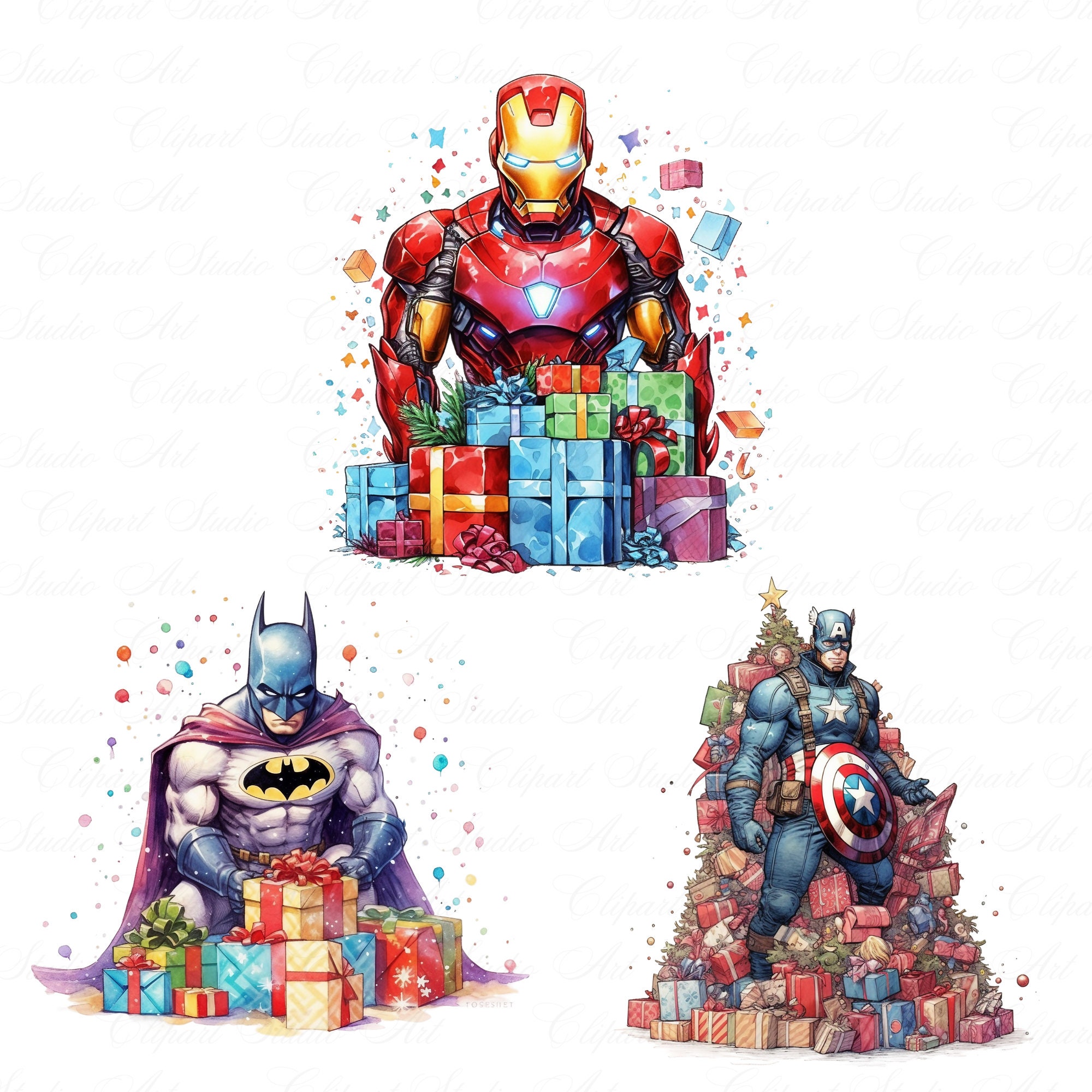 13 Christmas Superheroes Avengers Clipart, Christmas Superhero Clipart ...