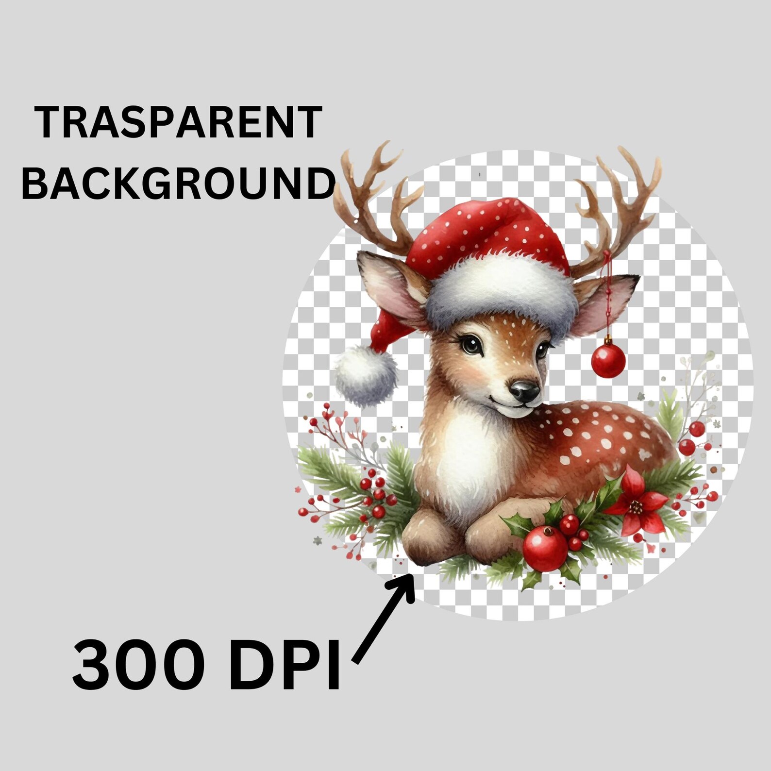 14 Christmas Reindeer Clipart, Forest Animals Clipart, Watercolor ...