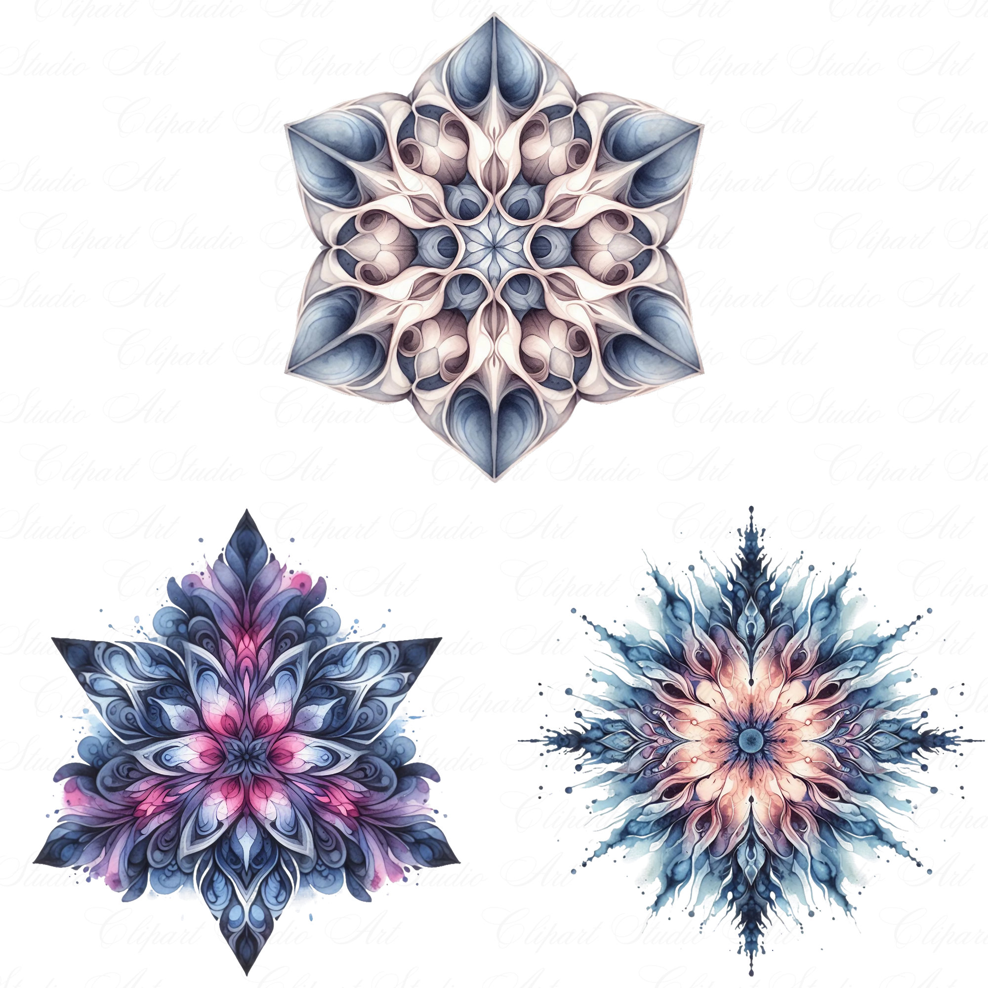 16 Symmetrical Shapes Clipsrt, Improvised Shapes Clipart, Watercolor ...