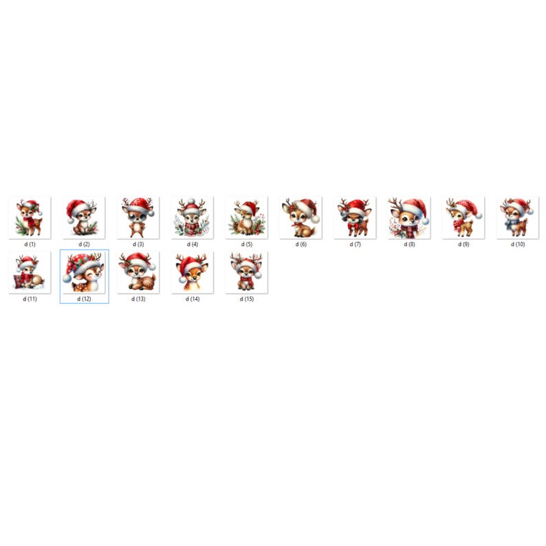 15 Cute Deer in Santa Hat Clipart, Watercolor Deer in Santa Hat Clipart ...