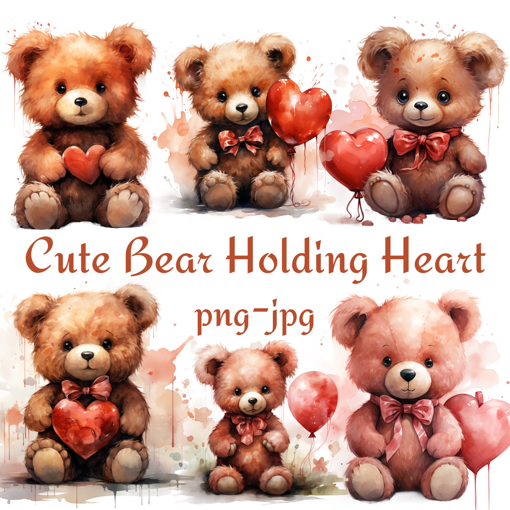 Cute Bear Holding Heart Clipart, Valentine Bear Clipart, Cute ...