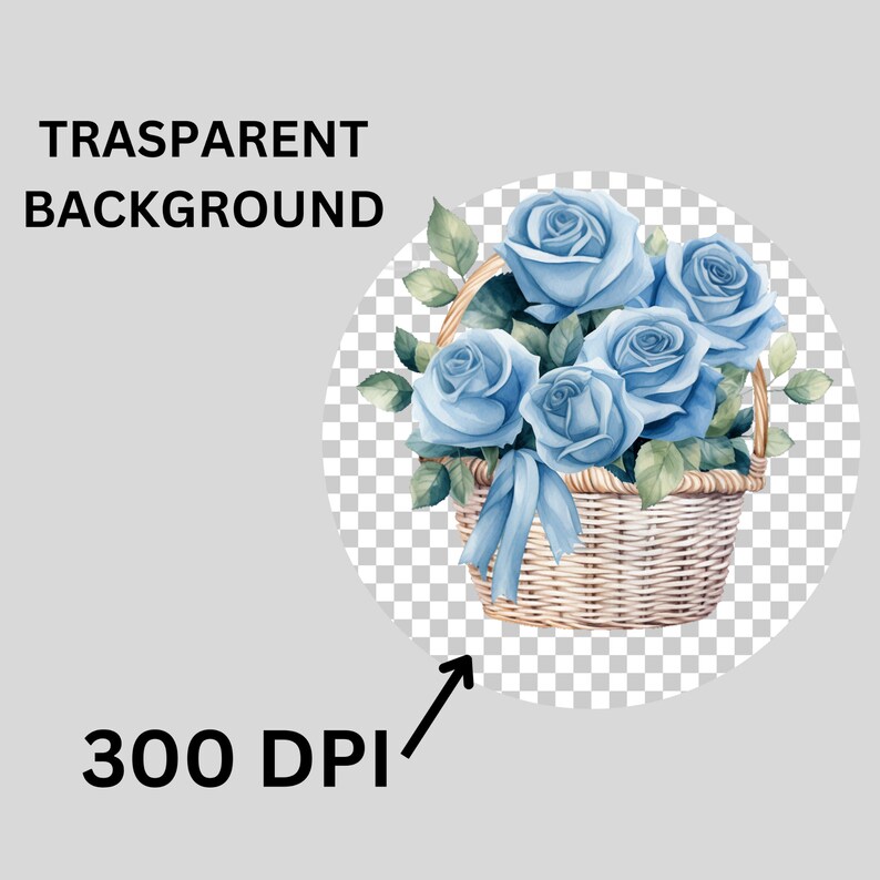 17 Blue Rose Gift Basket Clipart, Wedding Bridal Shower Blue Rose Gift ...