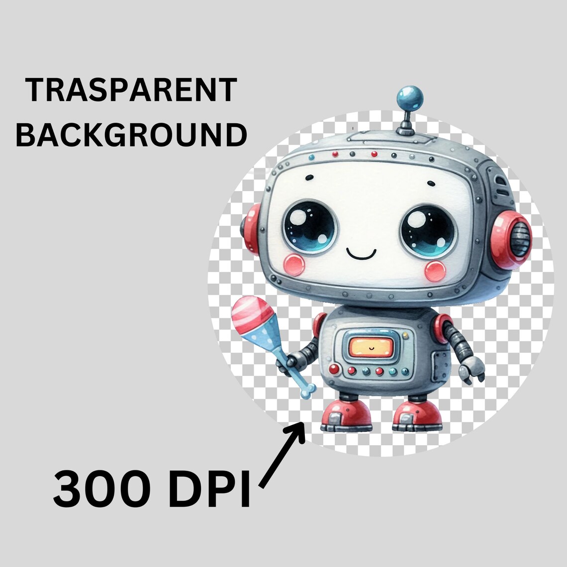 18 Cute Robots Clipart, Cute Robots Transparent Background, Watercolor ...