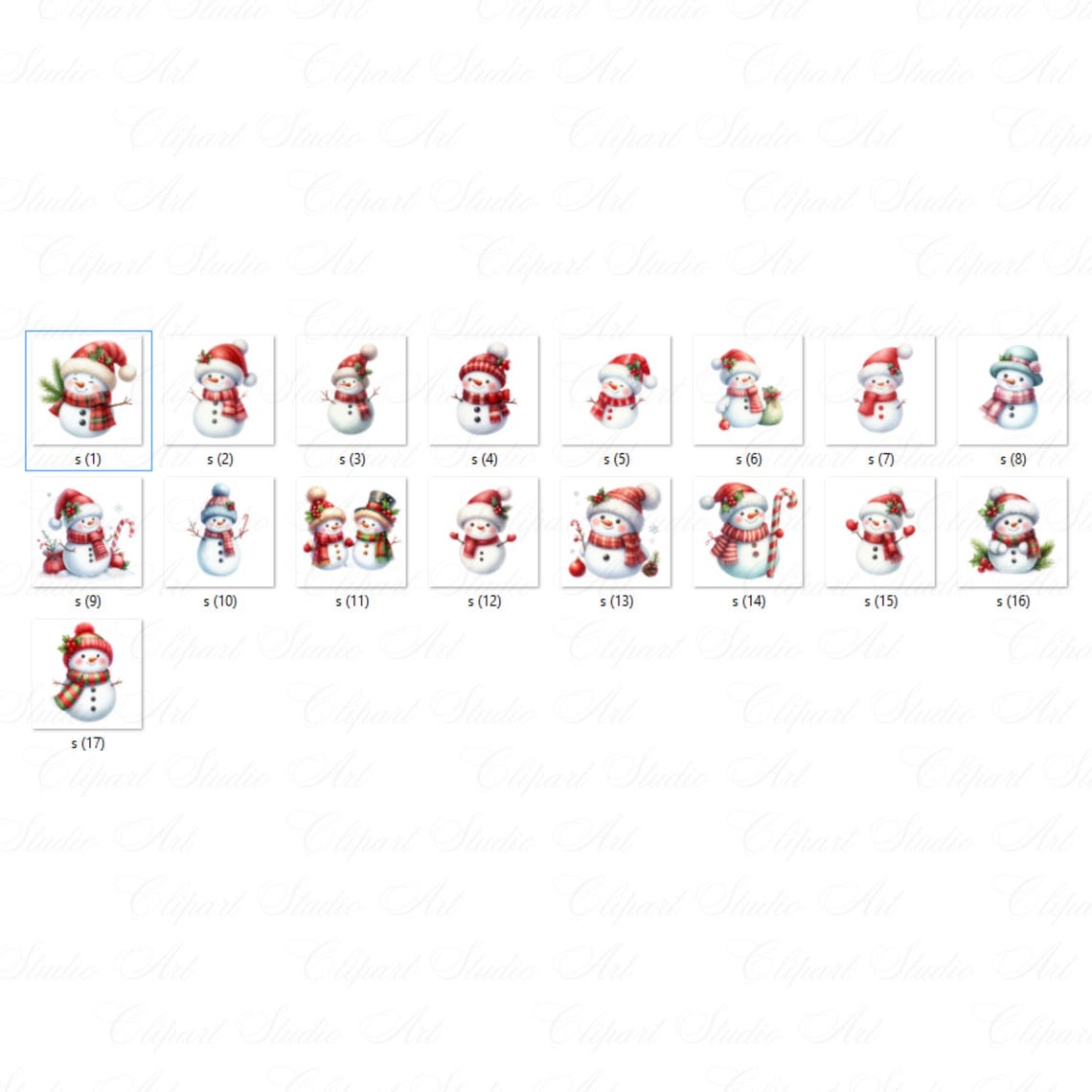 17 Christmas Cute Snowman Clipart, Christmas Winter Clipart, Watercolor ...