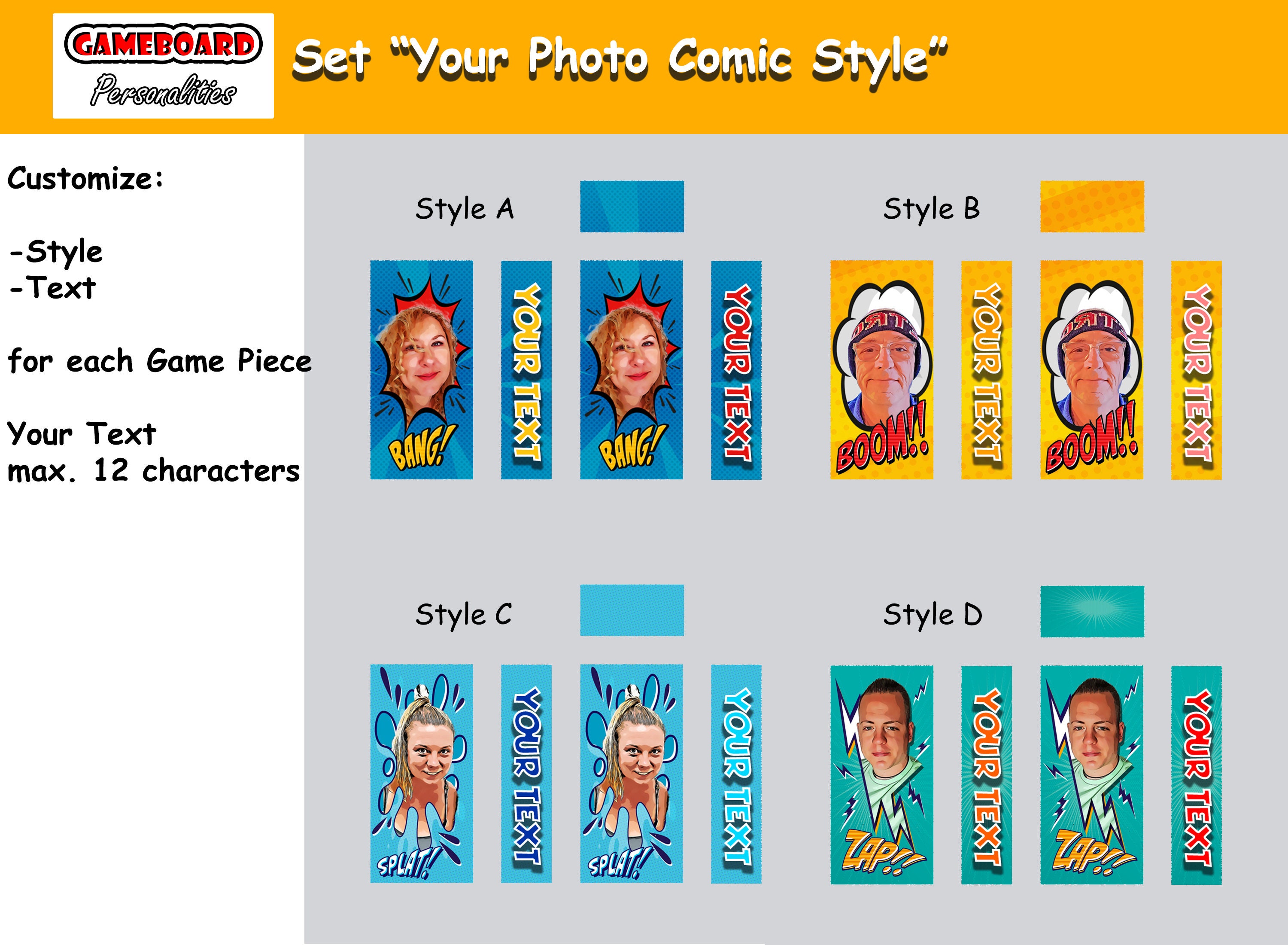 Custom Personalized Game Pieces From Your Photos- Set of 4 | Unique ...