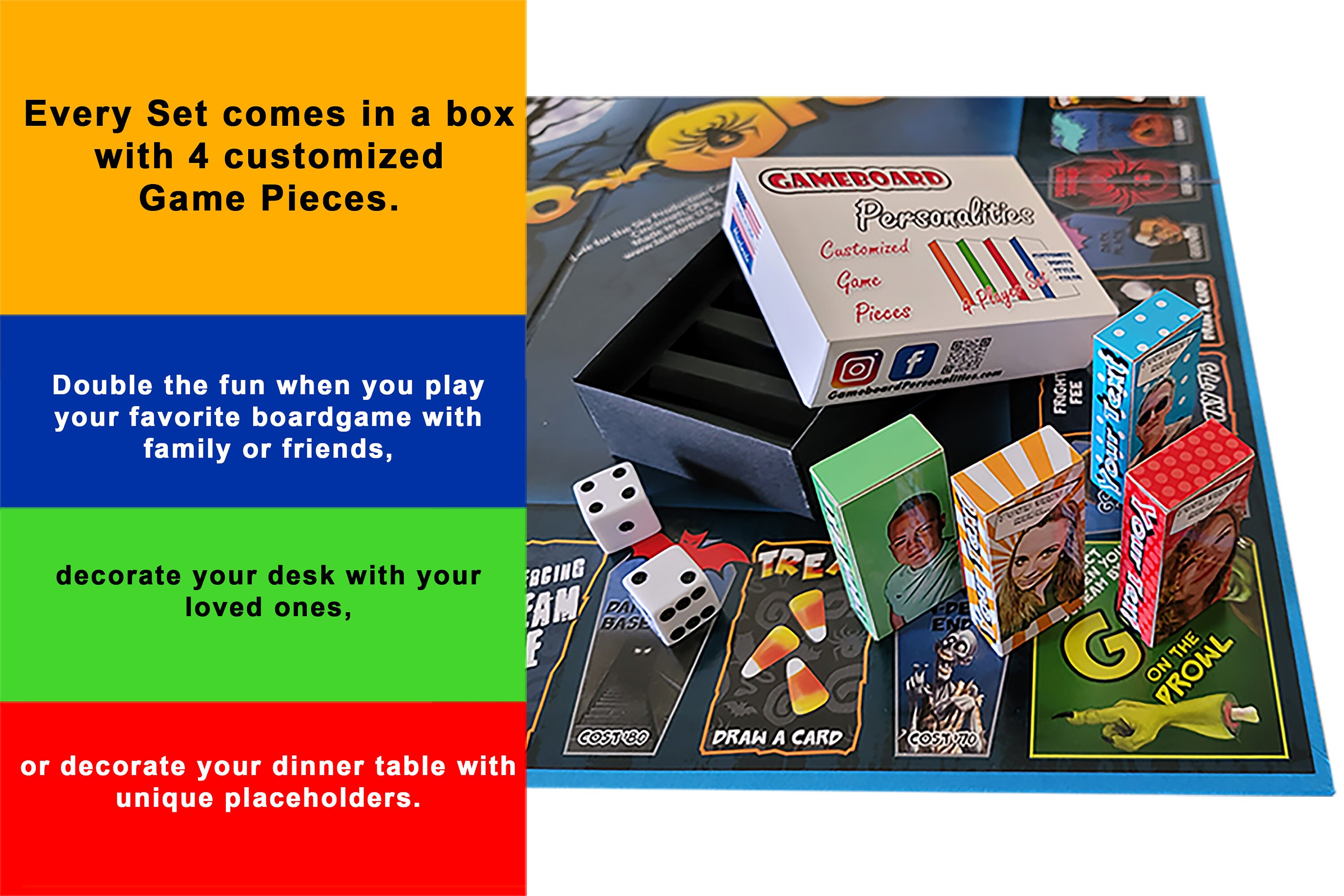 Custom Personalized Photo Game Pieces From Your Photos Set of 4 Unique ...