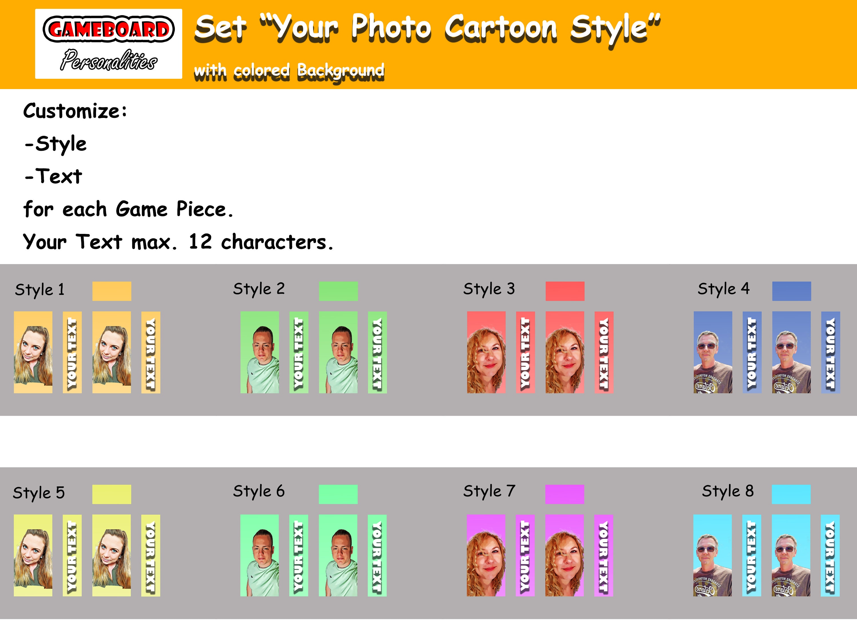 Custom Personalized Photo Game Pieces From Your Photos - Set of 4 ...