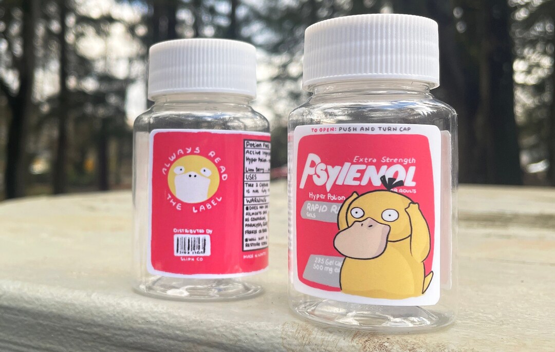 Psyduck, Pokemon tylenol Bottle, Travel Case, Organizer, First Aid Kit ...
