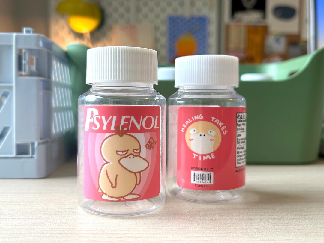 Psyduck, Pokemon tylenol Bottle, Travel Case, Organizer, First Aid Kit ...