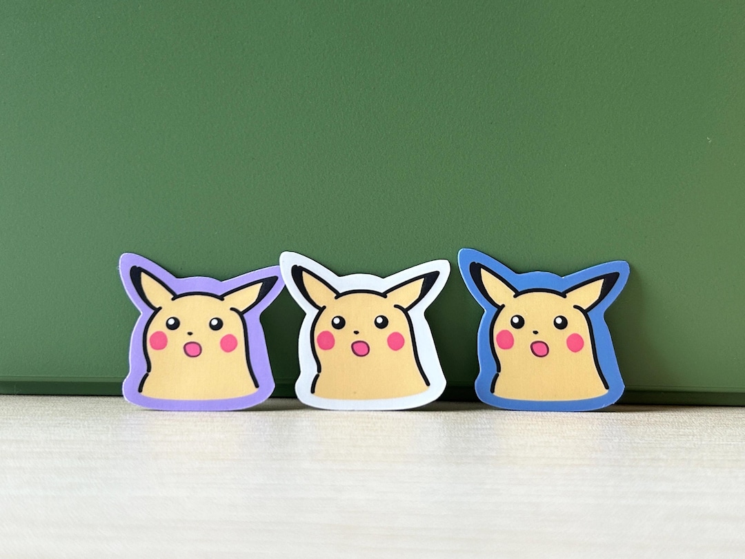 Surprised Pikachu Meme Sticker Pack Waterproof 3-pack for Laptops ...