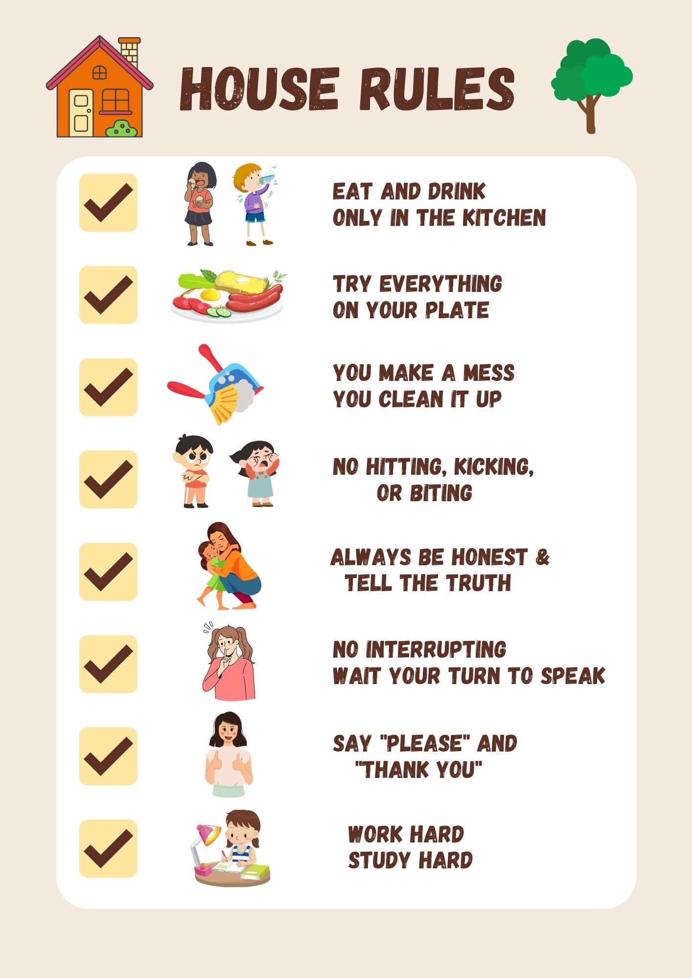 House Rules, Family Rules, Kids Rules, Wall Art, Digital Art, House ...