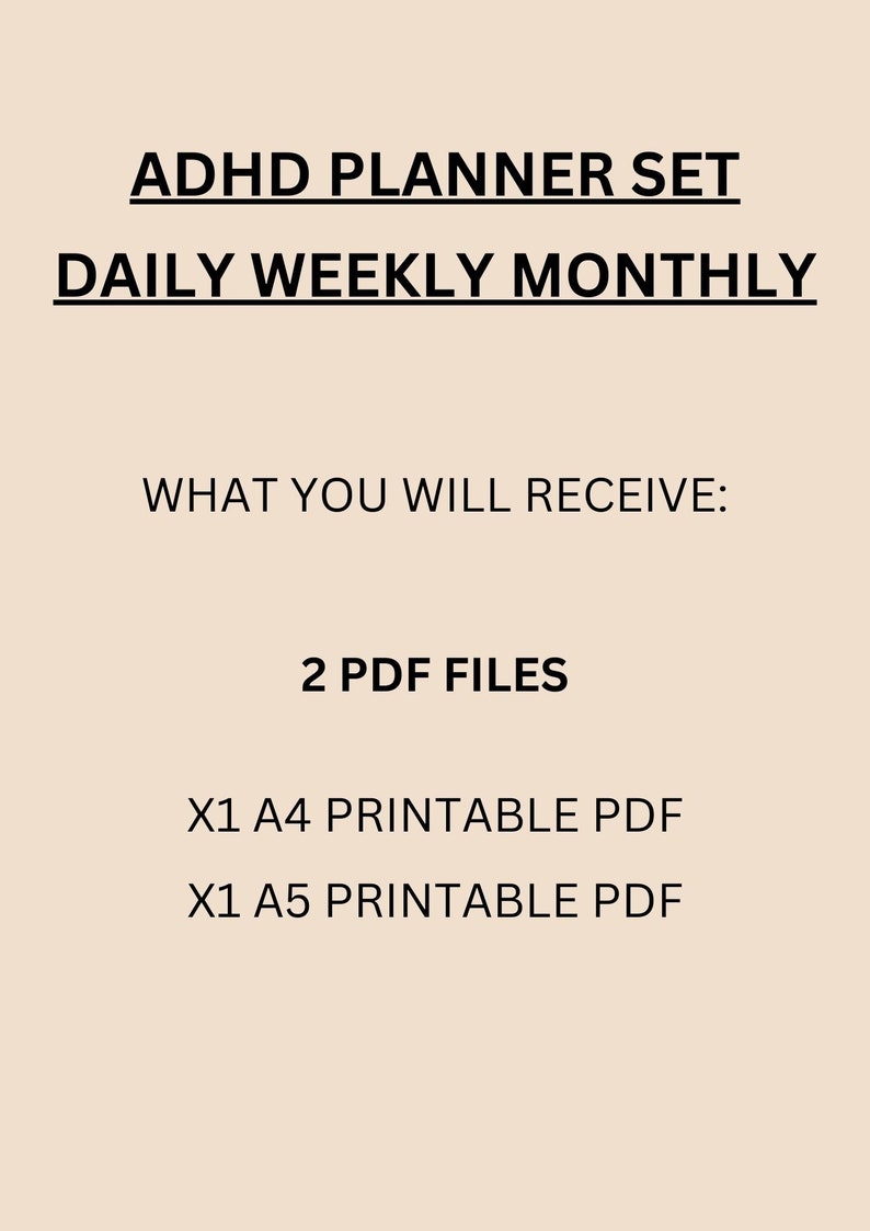 ADHD Planner Printable Set, Daily Planner, Weekly Planner, Monthly ...