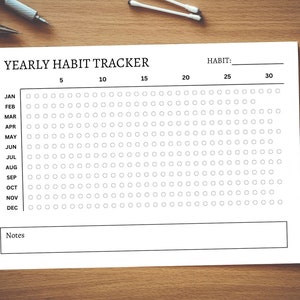 Yearly Habit Tracker, Habit Tracker, Goal Tracker, Yearly Tracker ...
