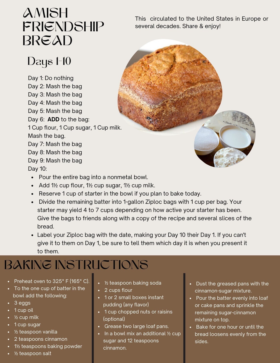 Amish Friendship Bread; Making the Start; Relief Society - Etsy