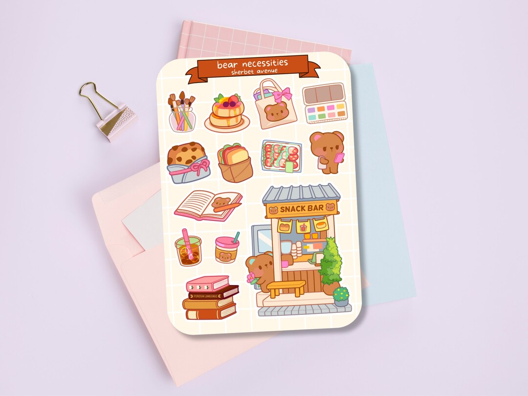 Cute Sticker Sheet Kawaii Sticker Pack Mini Food Stickers Handdrawn ...